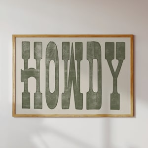 Vintage Howdy Art Print, Rustic Howdy Poster, Western Wall Art, Cute ...