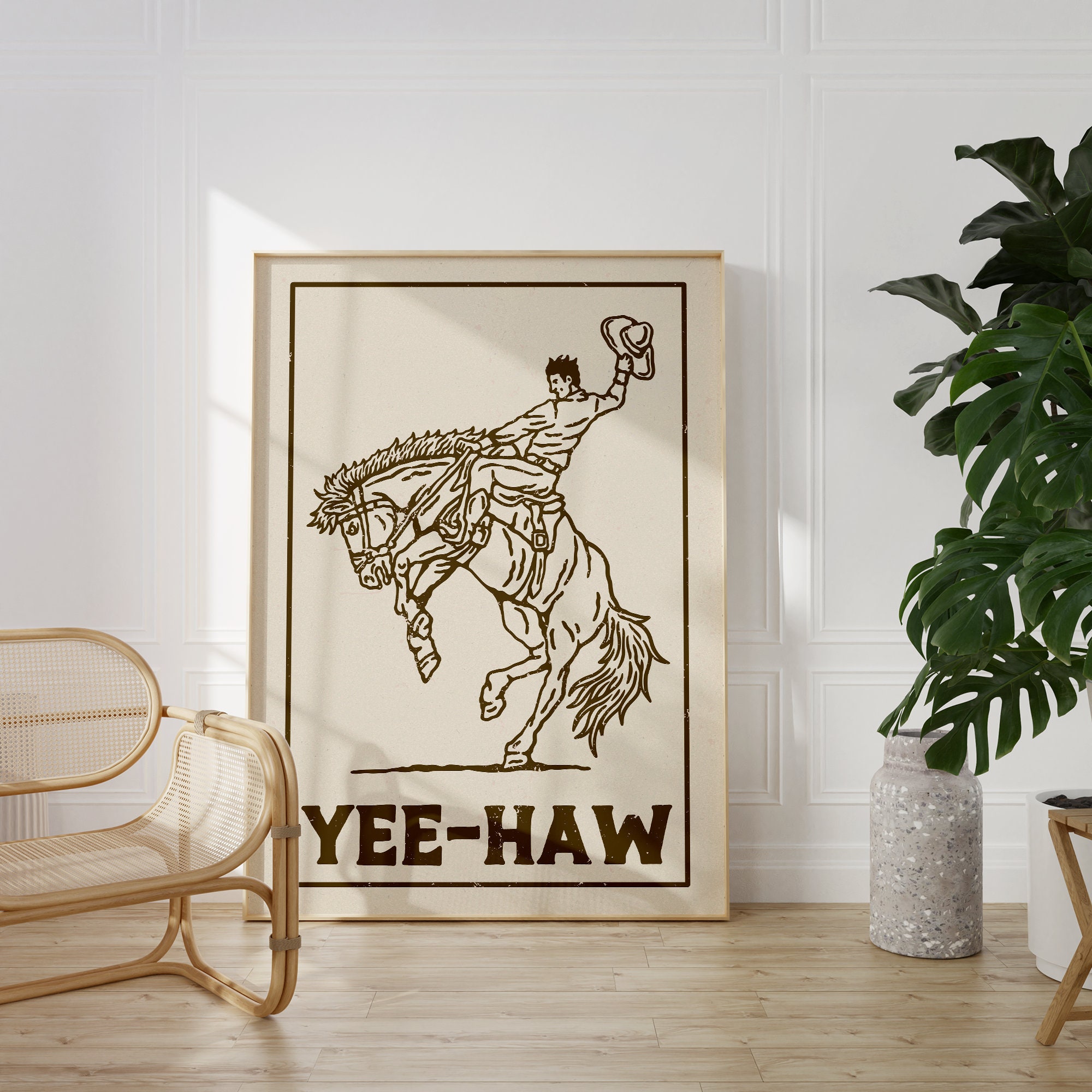 Yeehaw Print, Southern Wall Art Poster, Distressed Vintage Western ...