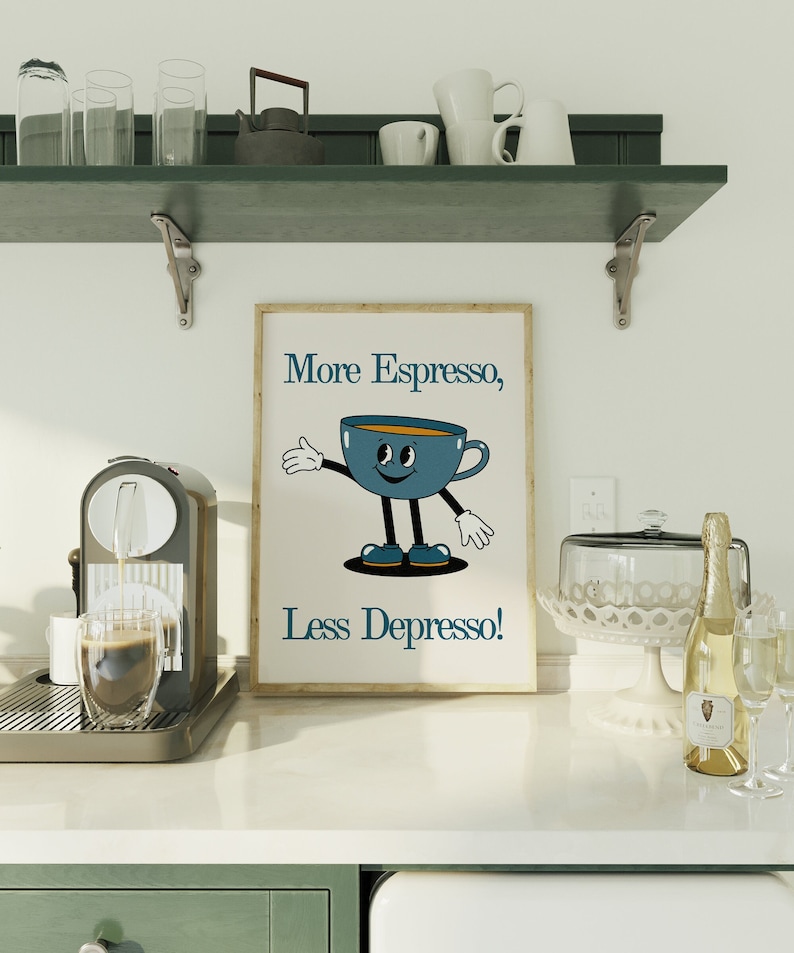 More Espresso Less Depresso Poster, Coffee Statio Print, Coffee Wall ...