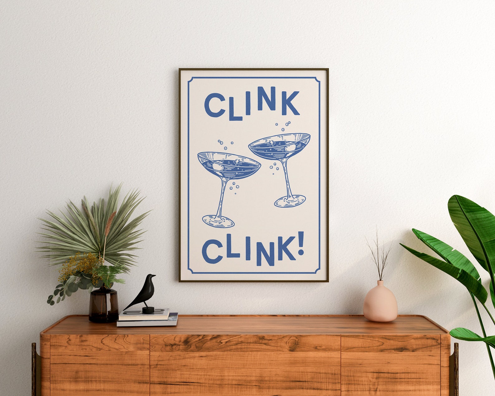 Bar Cart Accessories Cocktail Art Print, Bar Cart Decor, Clink Clink ...