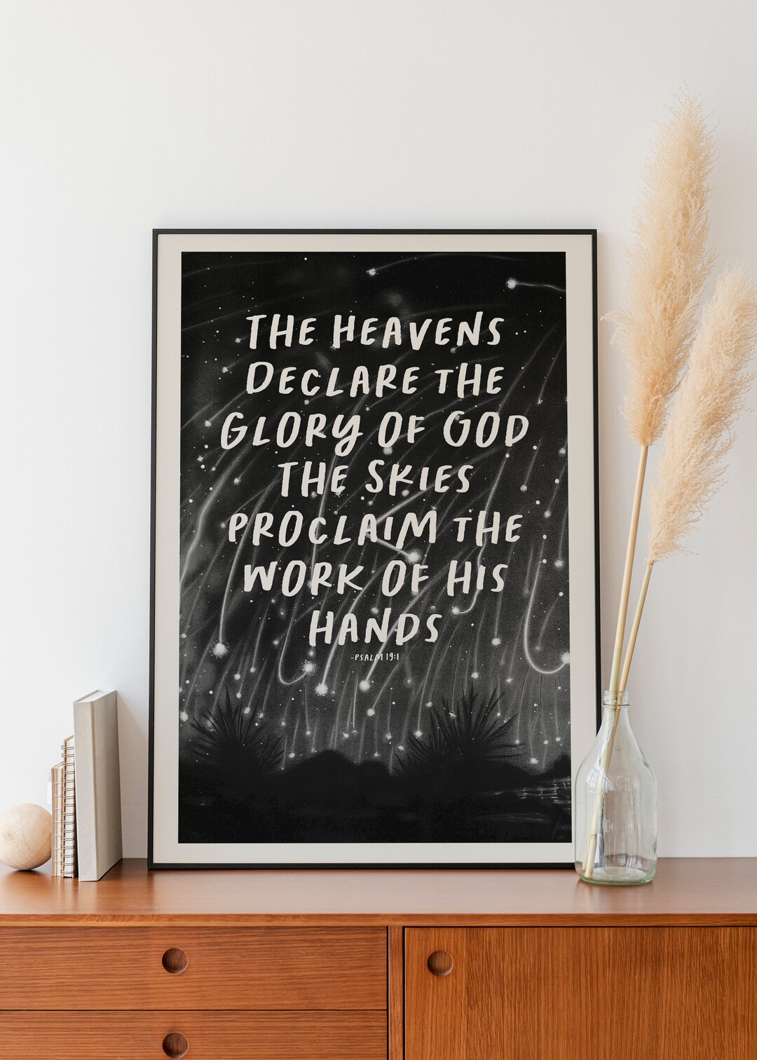 The Heavens Declare Bible Art Print Vintage Christian Wall Art, Psalm ...