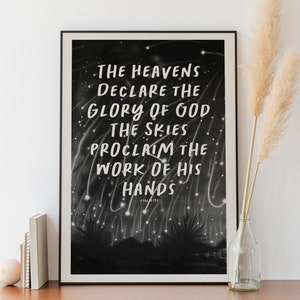The Heavens Declare Bible Art Print Vintage Christian Wall Art, Psalm ...