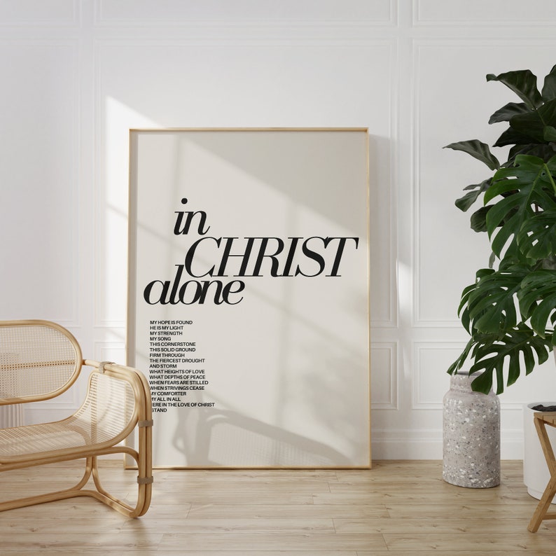 In Christ Alone Art Print, Minimalist Christian Wall Art Print, Bible ...