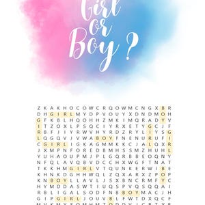 Gender Reveal Game Riddle Baby Party / Boy or Girl Baby Shower Reveal ...