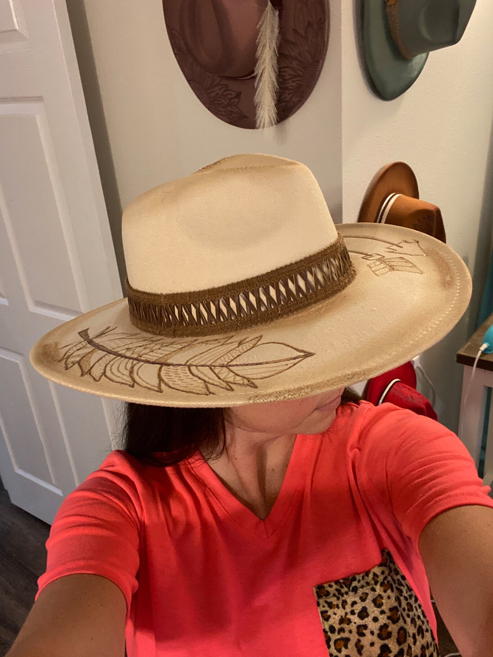 Custom Freehand Burned Felt Hat - Feathers & Arrows - Etsy