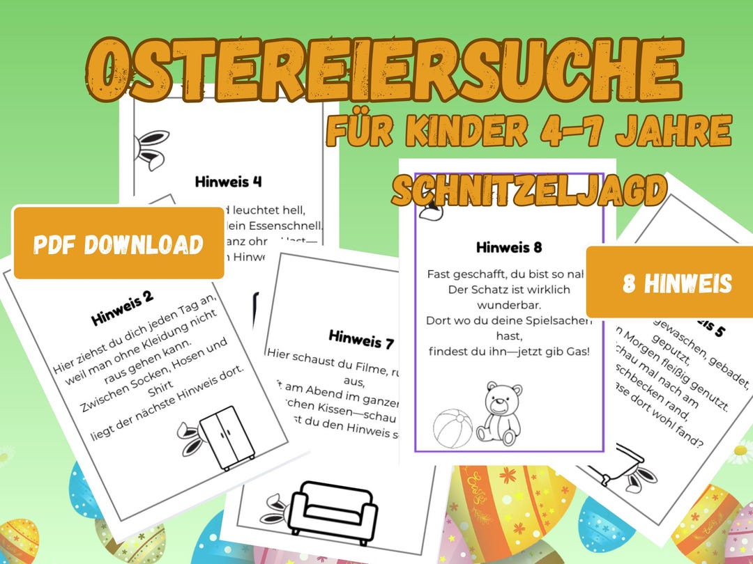 Easter Egg Hunt Printable – German Indoor Scavenger Hunt PDF (ages 4-7 ...