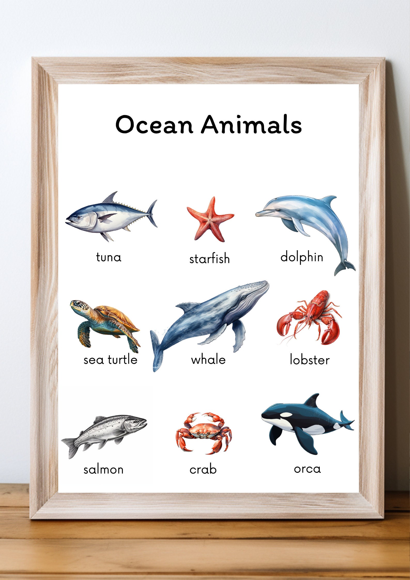 Printable Educational Poster Sea Ocean Animals Poster - Etsy