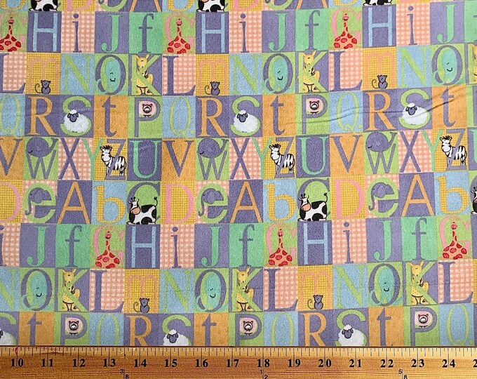 A.E. Nathan Comfy Flannel Alphabet Animals 100% Cotton Flannel BTY - Etsy