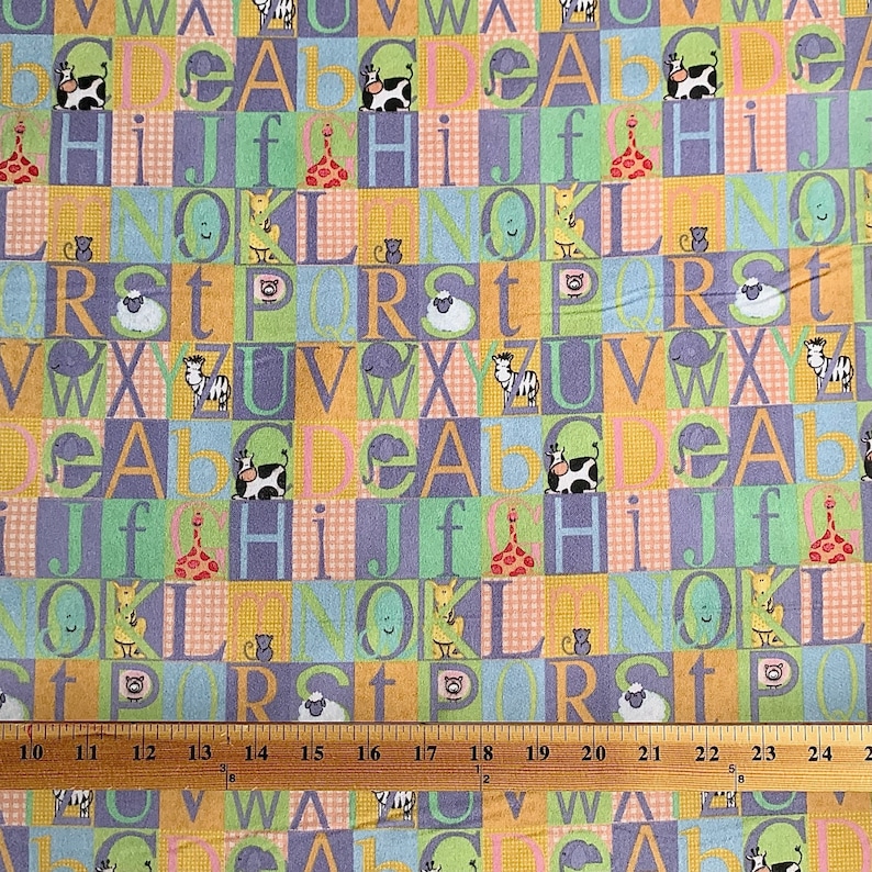 A.E. Nathan Comfy Flannel Alphabet Animals 100% Cotton Flannel BTY - Etsy
