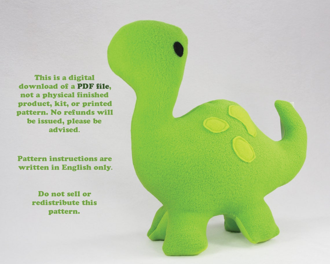 Dinosaur Plush Sewing Pattern Digital Download - Etsy
