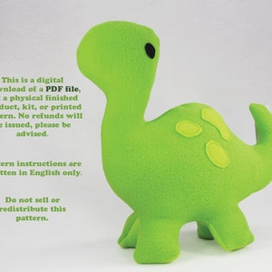 Dinosaur Plush Sewing Pattern Digital Download - Etsy