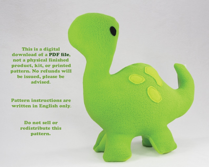 Dinosaur Plush Sewing Pattern Digital Download - Etsy