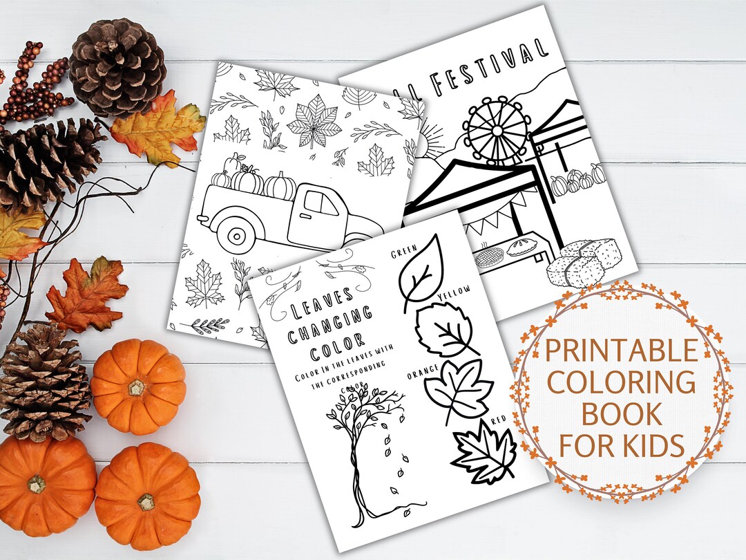 10 Fall Coloring Pages for Kids - PRINTABLE - Etsy