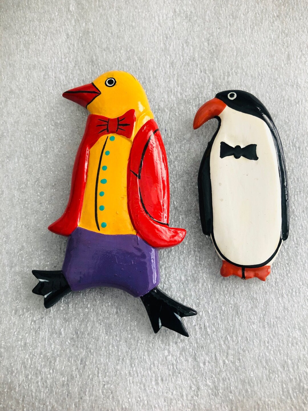 Hand-painted SET /2 PELICANS Wood Pins Vintage Jewelry Laurel Burch ...