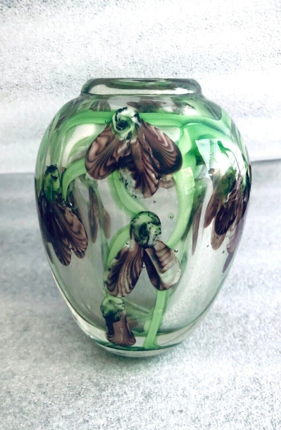 Studio Art Hand Blown iris Floral Double Wall Glass Heavy - Etsy