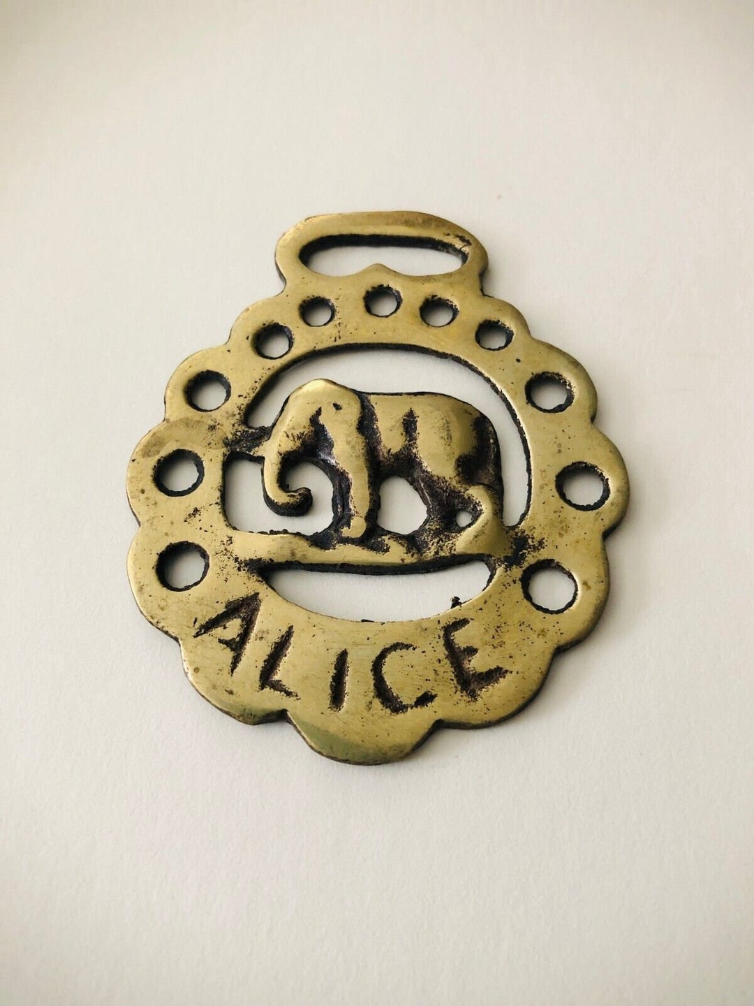 Vintage Brass Horse Bridle /medallion England Alice Elephant zoo Parade ...