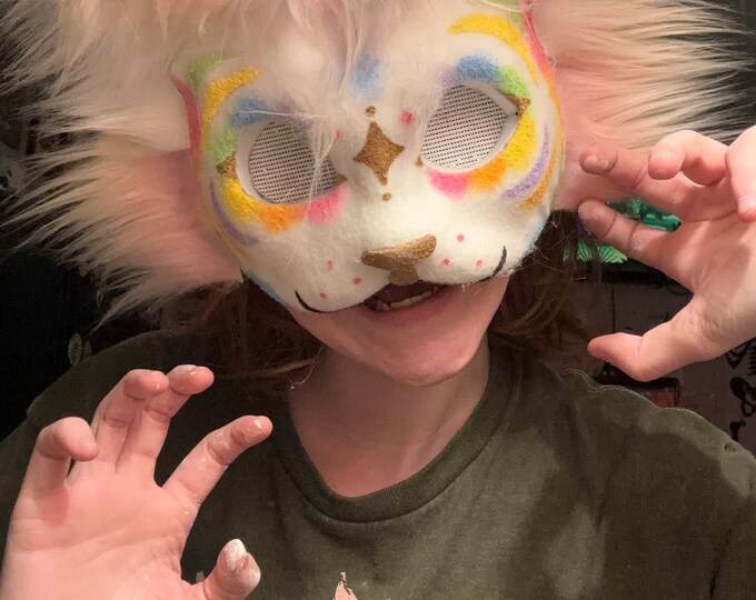 Rainbow Therian Cat Mask - Etsy