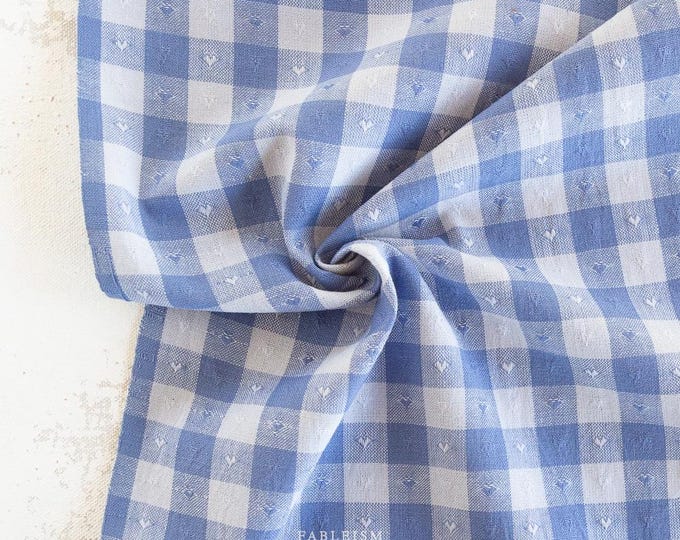 Dobby Hearts Gingham in Alice Blue | Queen of Hearts by Fableism Supply ...