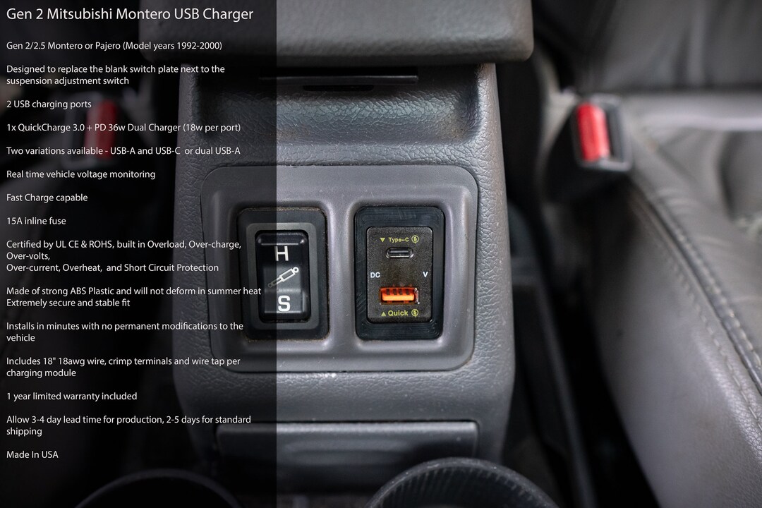 Gen 2 Mitsubishi Montero USB Charger - Etsy