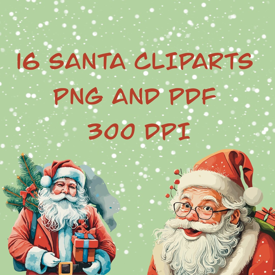 Watercolor Vector Santa Claus Cliparts, Christmas Stickers, Stickers ...