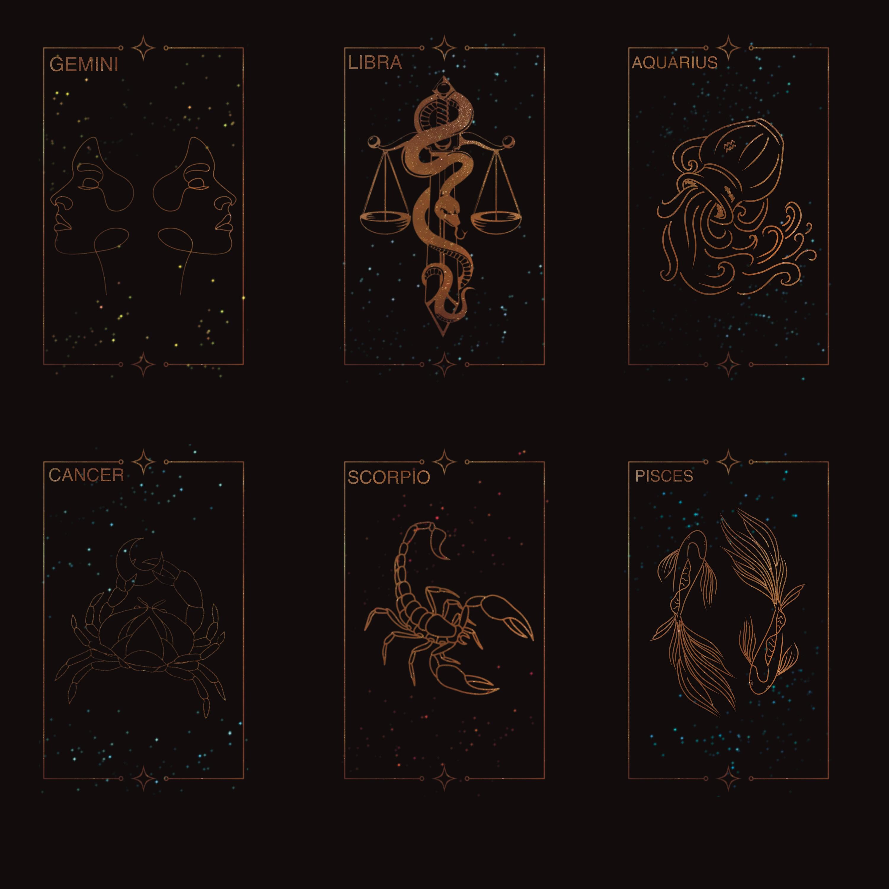 Zodiac Cards Design, PNG, Printable Cliparts, Printable Design - Etsy