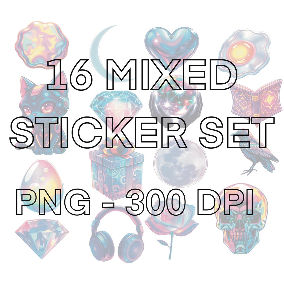 16 Mixed Sticker Set, Sticker Set, Holographic Stickers, Modern ...