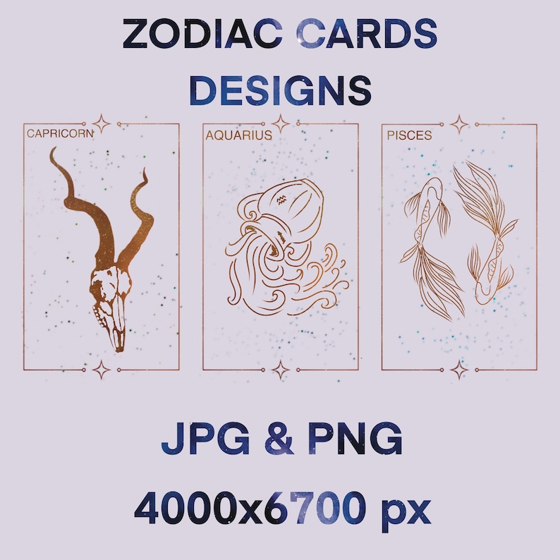 Zodiac Cards Design, PNG, Printable Cliparts, Printable Design - Etsy
