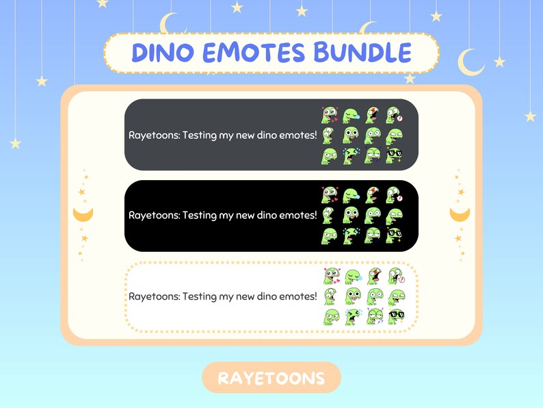 DINO EMOTES (12) | Twitch | Discord | Youtube | Streaming | Cute Kawaii ...