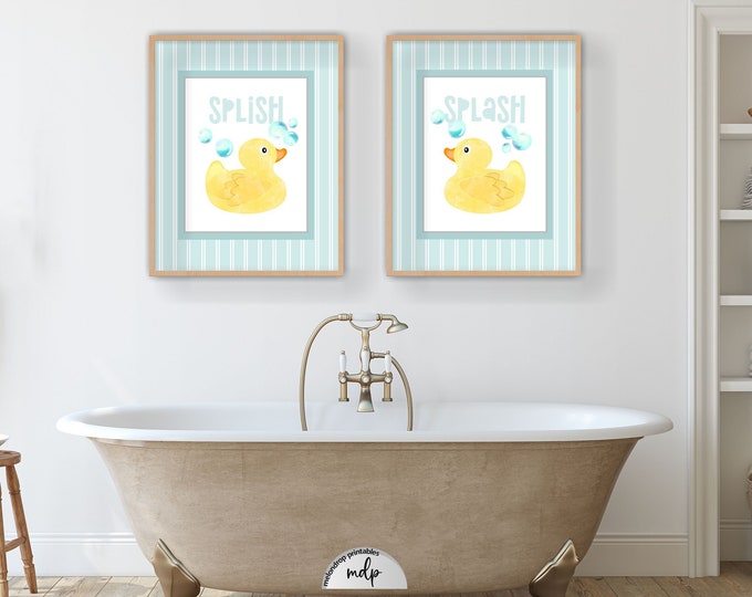 Splish Splash Bathroom Wall Art Printable Signs Rubber Duck Bath Art ...