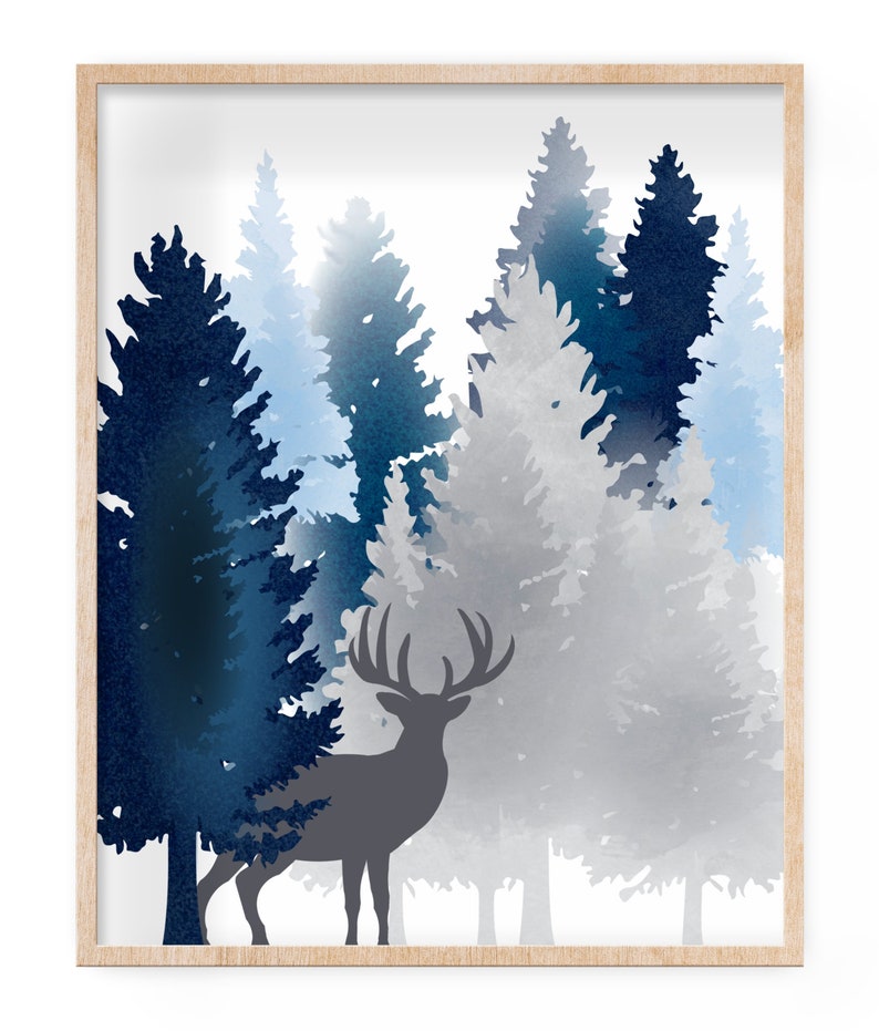 Printable Woodland Nursery Decor Boy Room Wall Art Deer Bear Forest ...