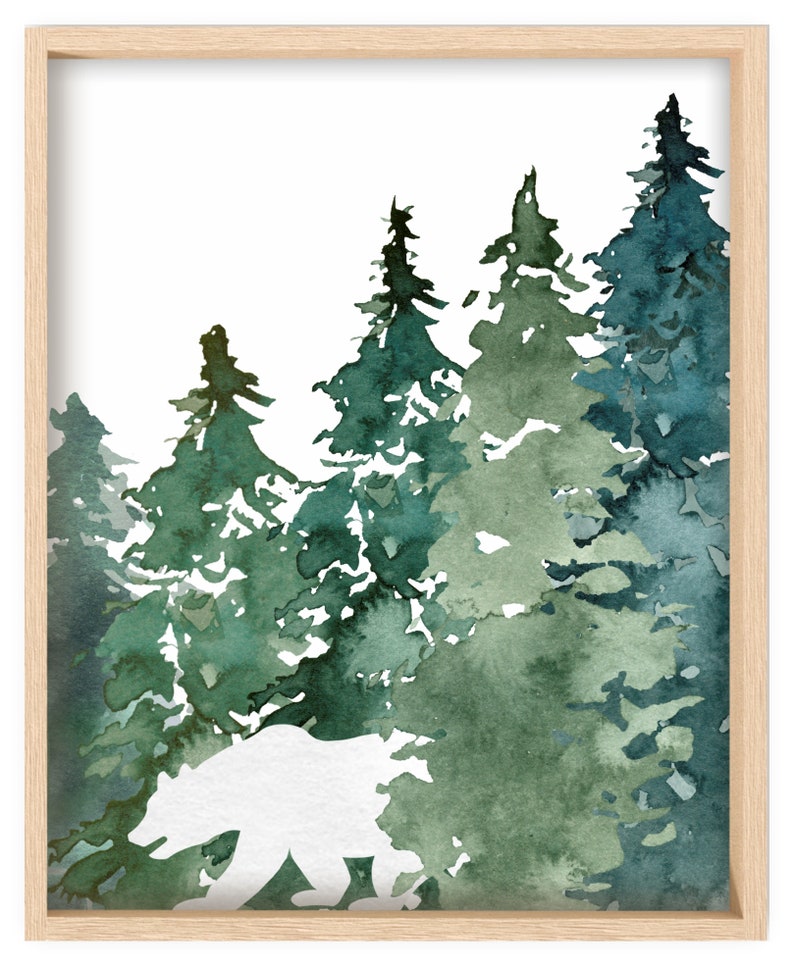 Woodland Nursery Decor Boy Room Printable Wall Art Deer Bear Forest ...