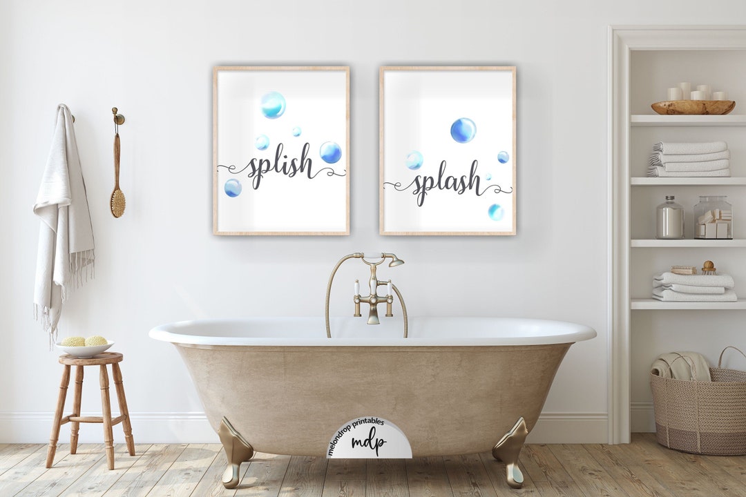 Splish Splash Bathroom Wall Art Printable Signs Soap Bubbles Bath ...