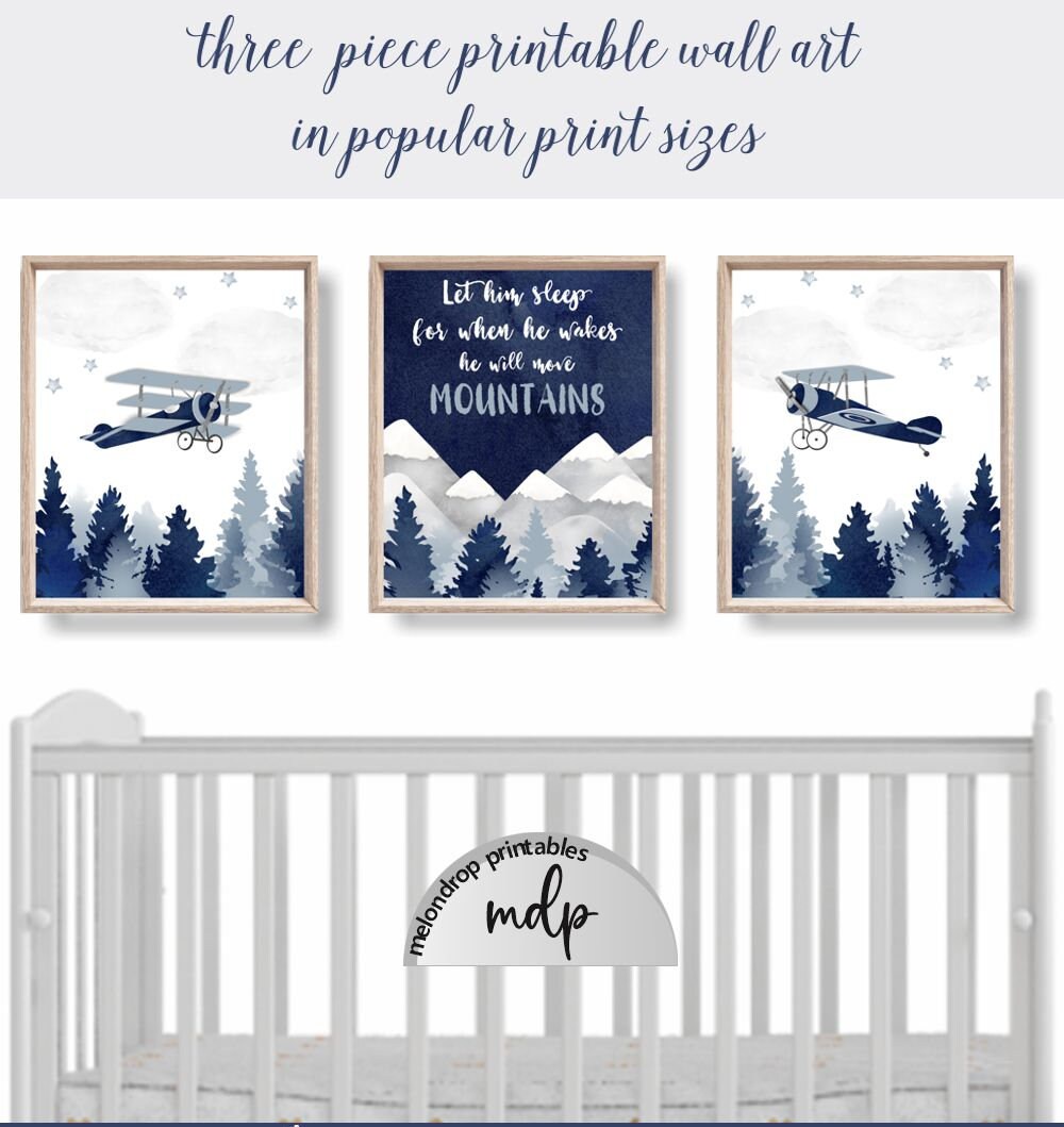 Airplane Nursery Decor Baby Boy Nursery Airplane Wall Art Printable ...