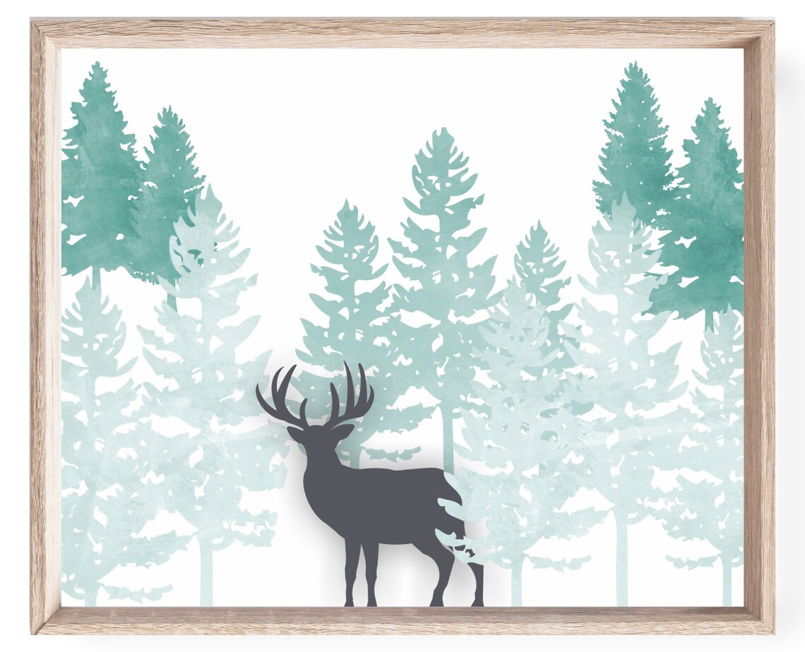 Printable Woodland Nursery Decor Boy Room Wall Art Deer Bear Forest ...