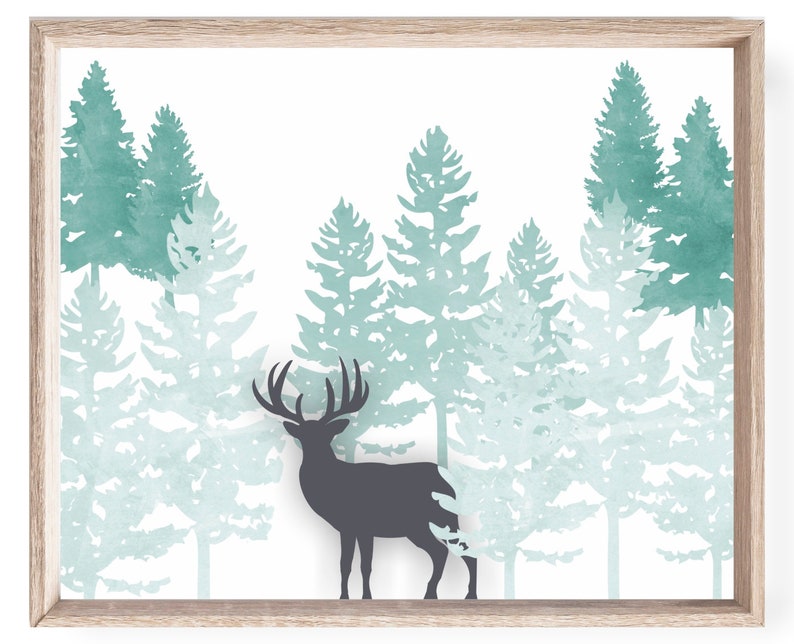 Printable Woodland Nursery Decor Boy Room Wall Art Deer Bear Forest ...