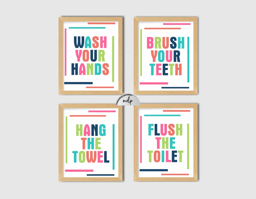 Girls Bathroom Printable Signs Girl Bathroom Art Prints Fun Colorful ...