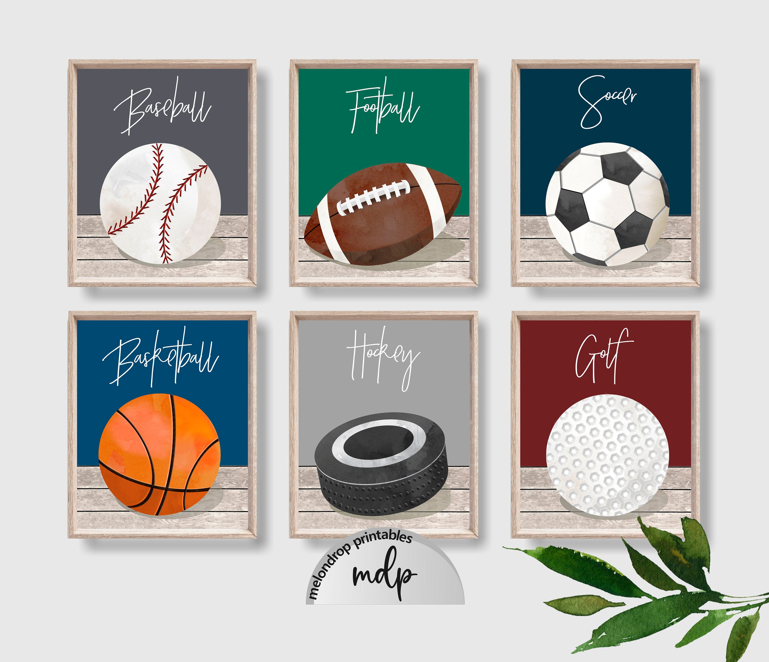 Printable Sports Wall Art for Boys Room Baseball Football Soccer ...