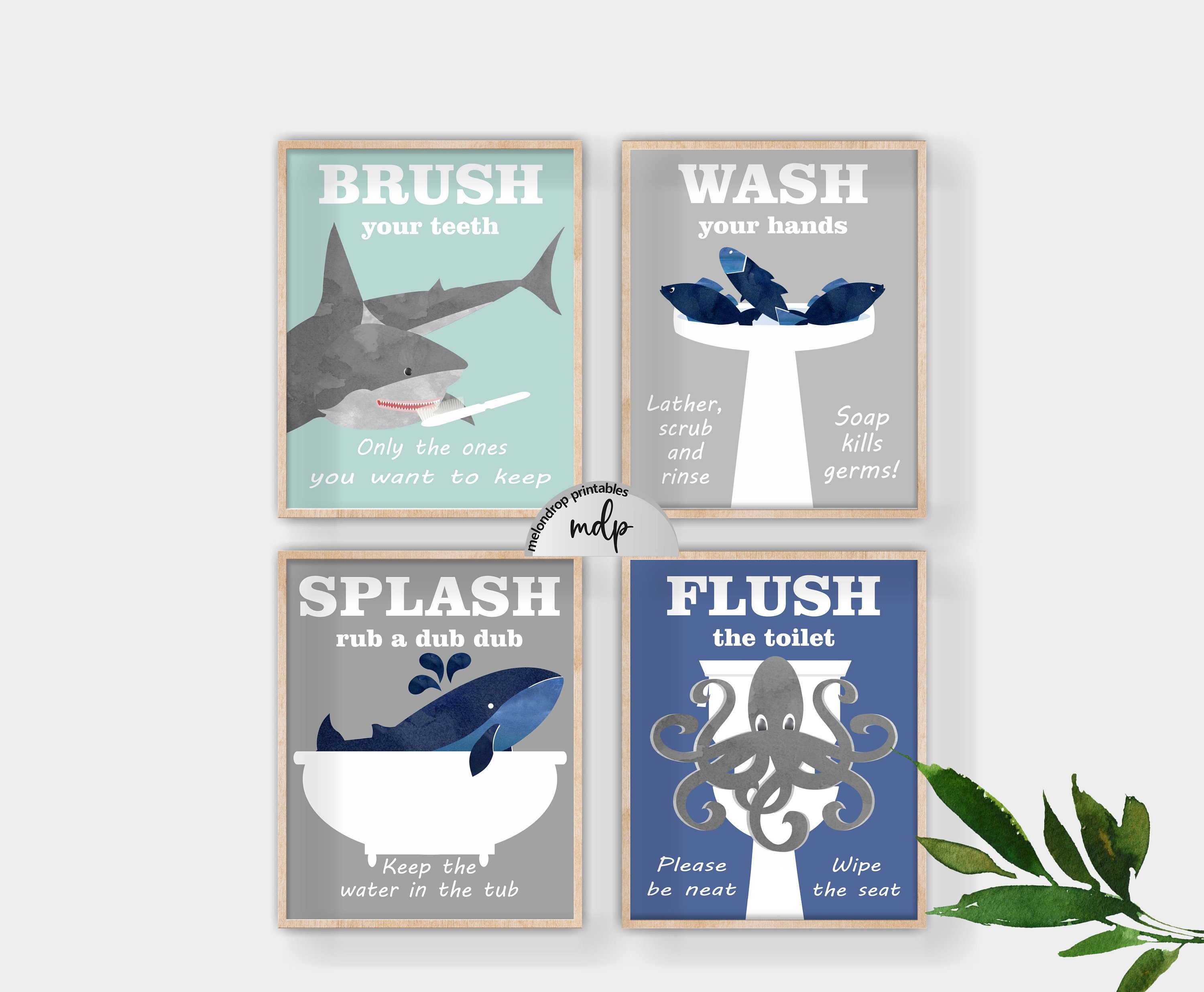 Bathroom Printable Signs Kids Nautical Bathroom Sign Wash Brush Wall ...