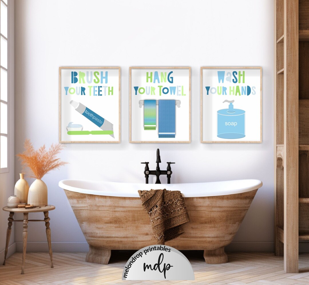 Bathroom Printable Signs Boys Bathroom Art Prints Fun Colorful Bath ...