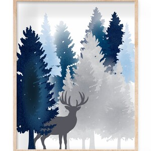 Printable Woodland Nursery Decor Boy Room Wall Art Deer Bear Forest ...