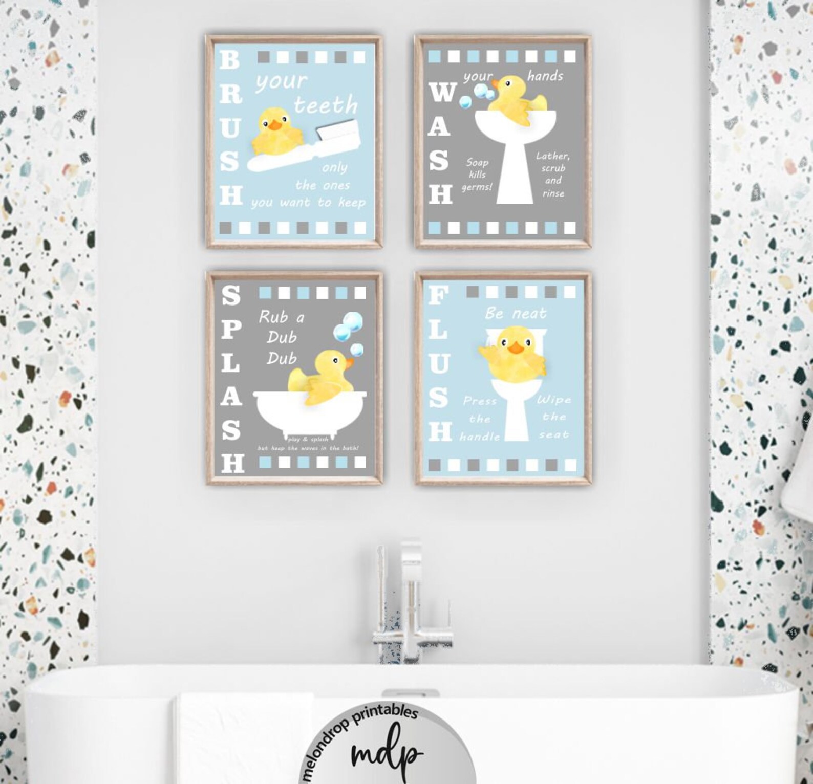 Rubber Ducky Prints Bathroom Wall Art Printable Signs Rubber Duck Bath ...