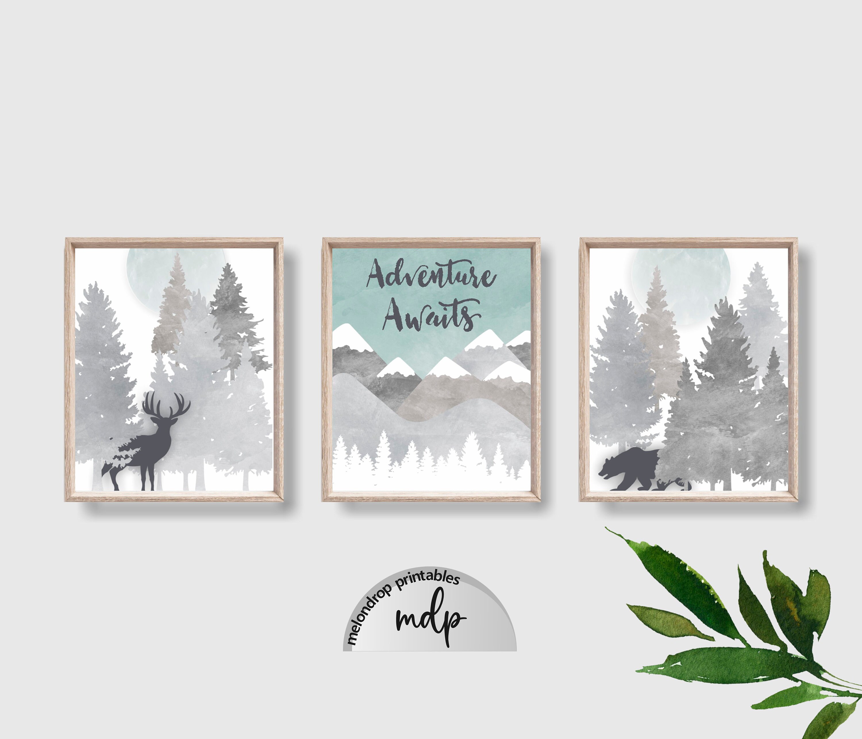 Printable Woodland Nursery Decor Boy Room Wall Art Deer Bear Forest ...