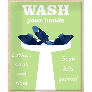 Bathroom Printable Signs Kids Nautical Bathroom Sign Wash Brush Wall ...