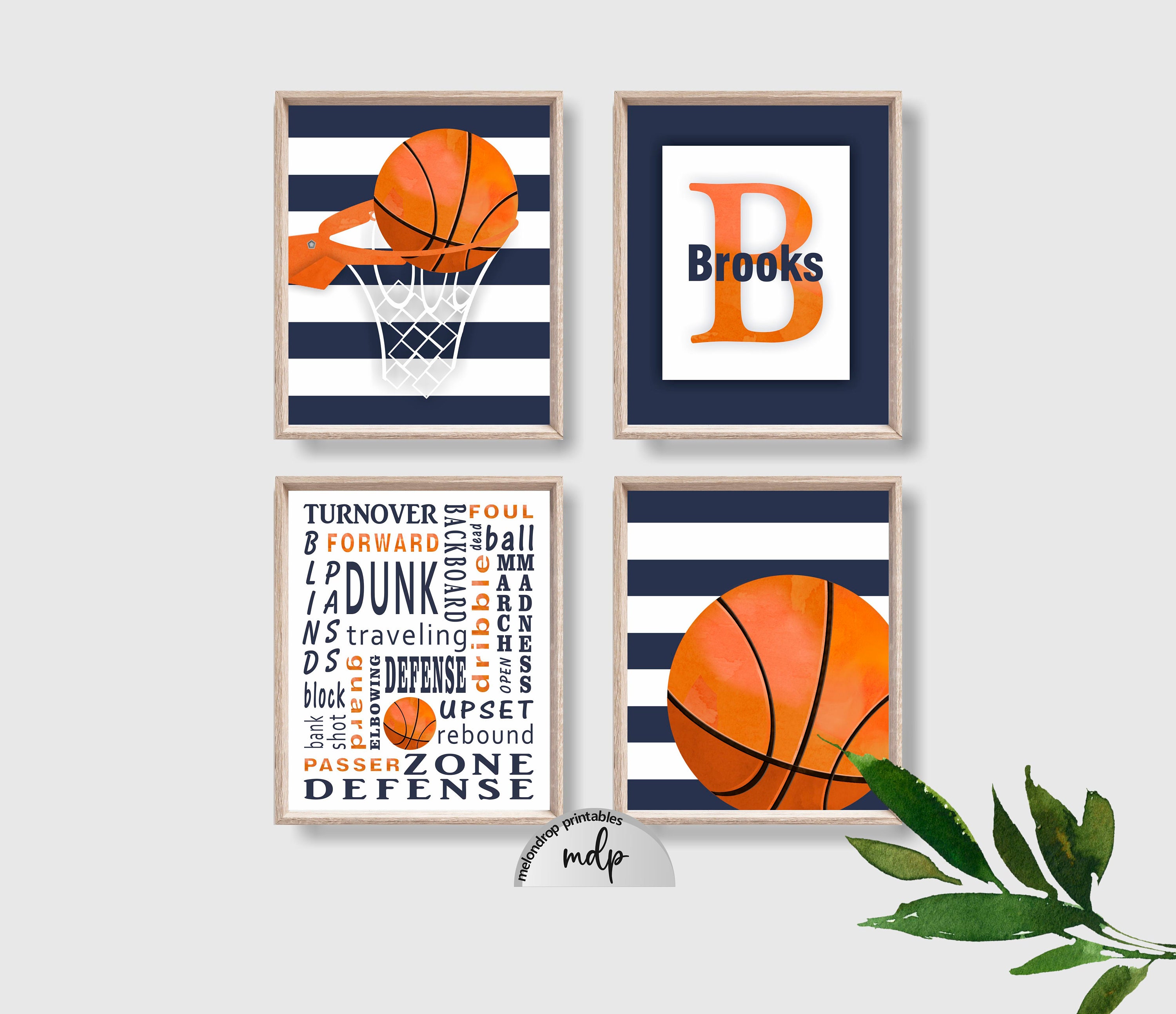 Printable Basketball Nursery Wall Art Boys Room Sports Decor Boy Name ...