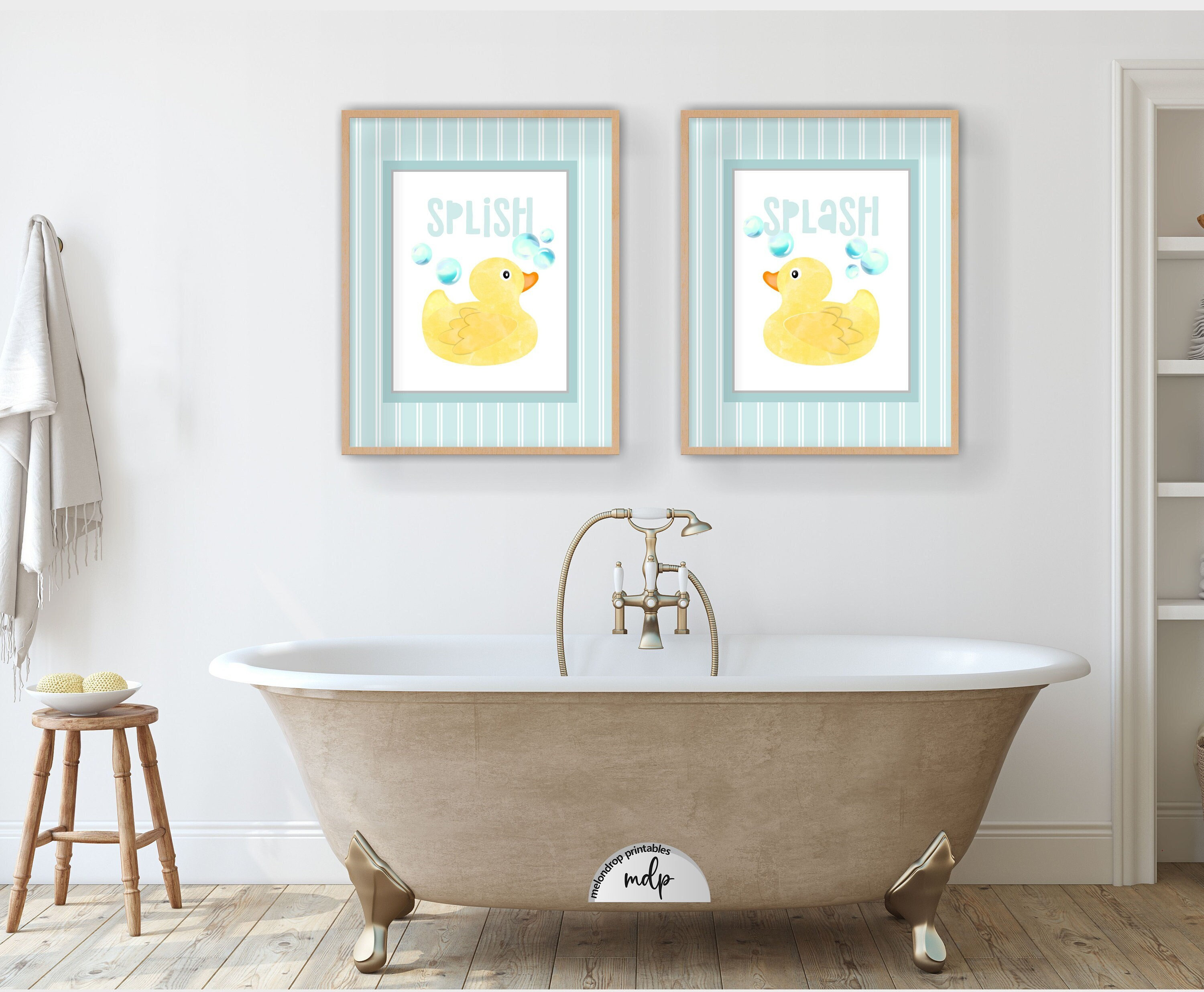 Splish Splash Bathroom Wall Art Printable Signs Rubber Duck Bath Art ...