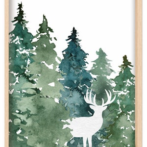Woodland Nursery Decor Boy Room Printable Wall Art Deer Bear Forest ...