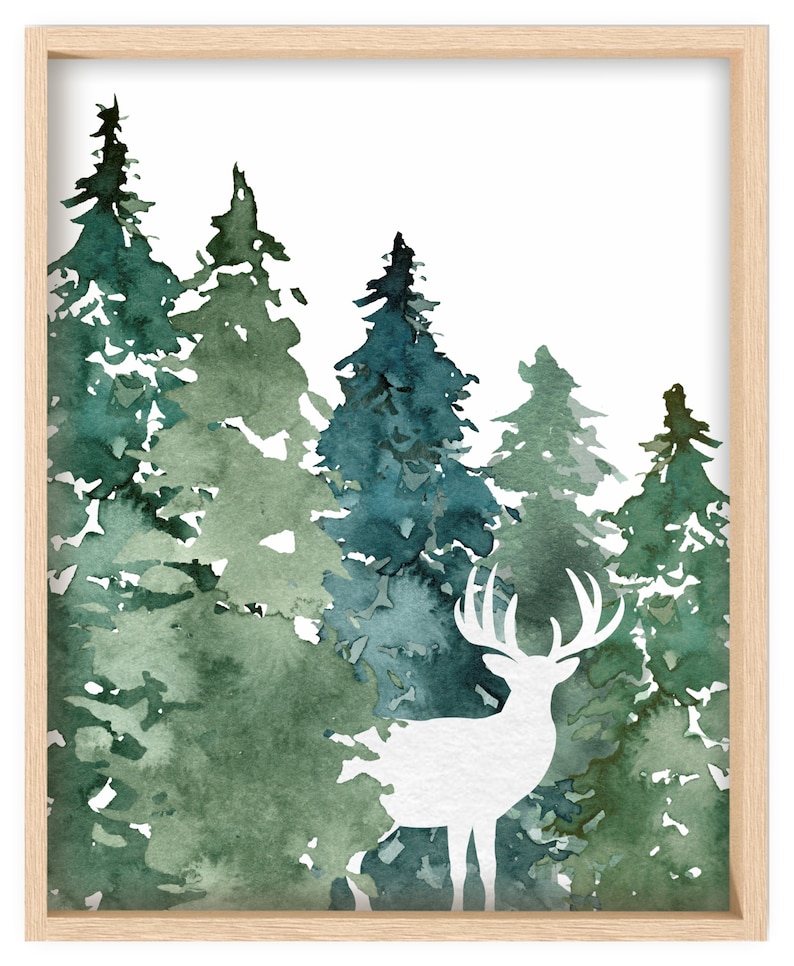 Woodland Nursery Decor Boy Room Printable Wall Art Deer Bear Forest ...