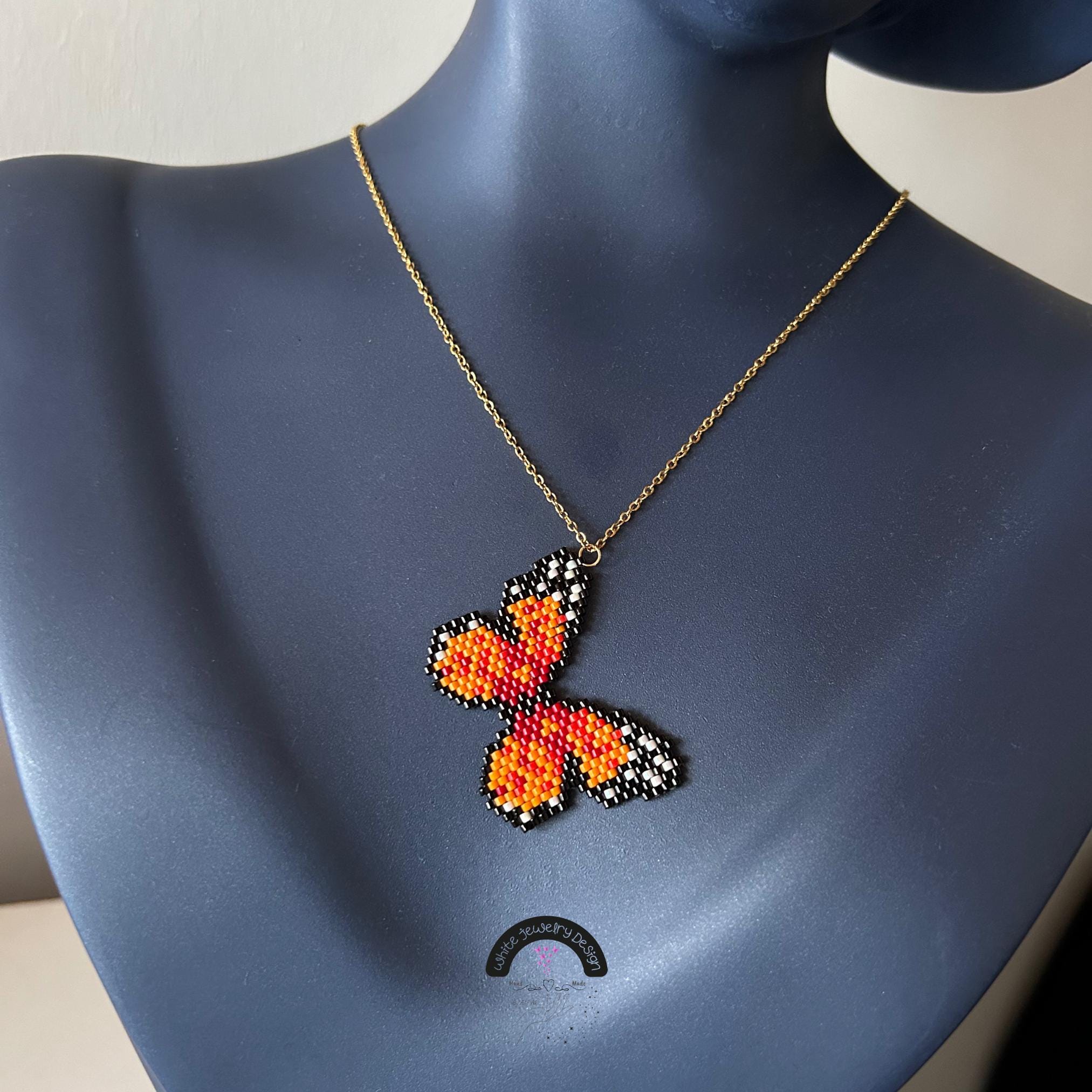 Monarch Butterfly Beaded Pattern for Peyote or Brick Stitch, Miyuki ...