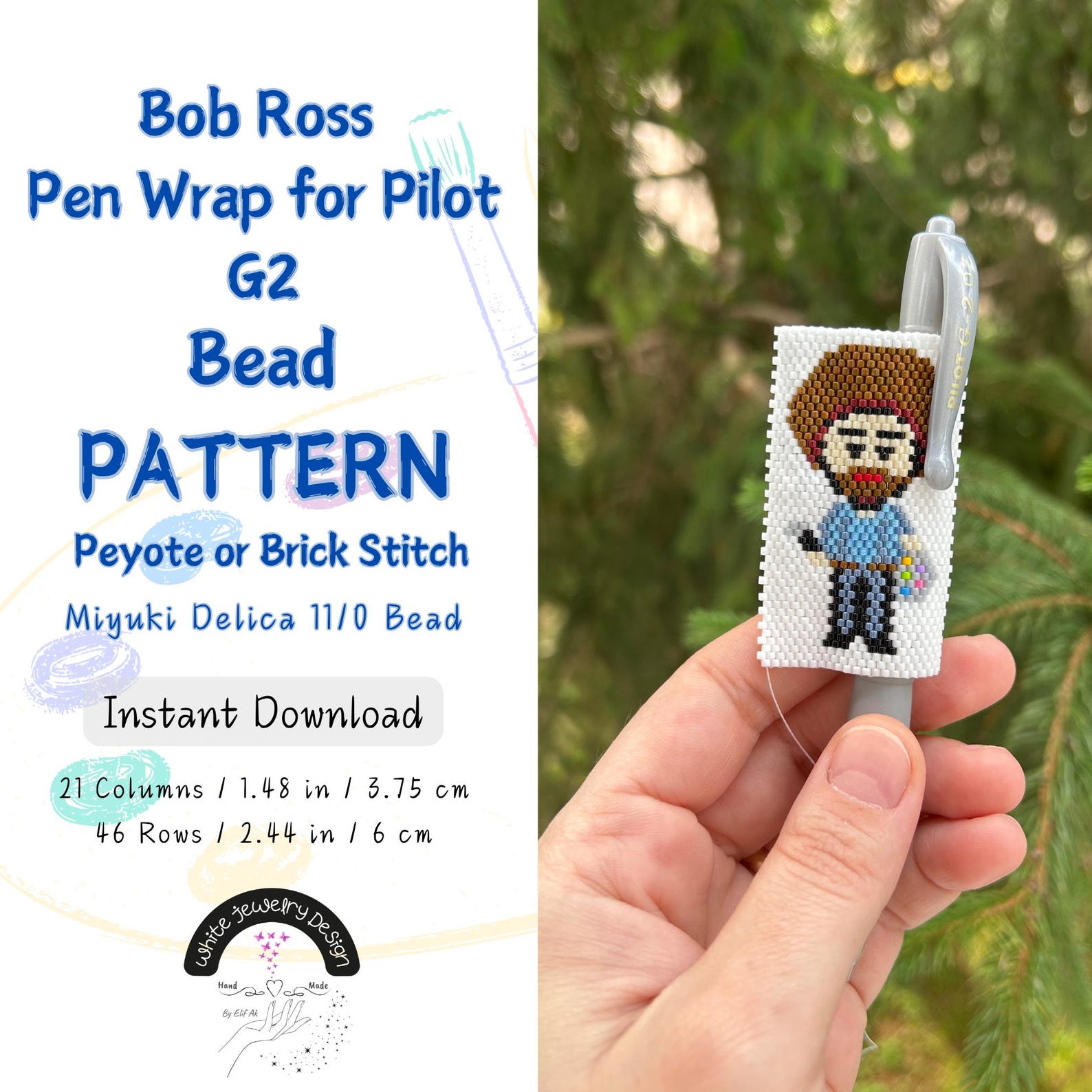 Bob Ross Bead Pen Wrap Pattern, Peyote Brick Stitch, Miyuki Delica ...