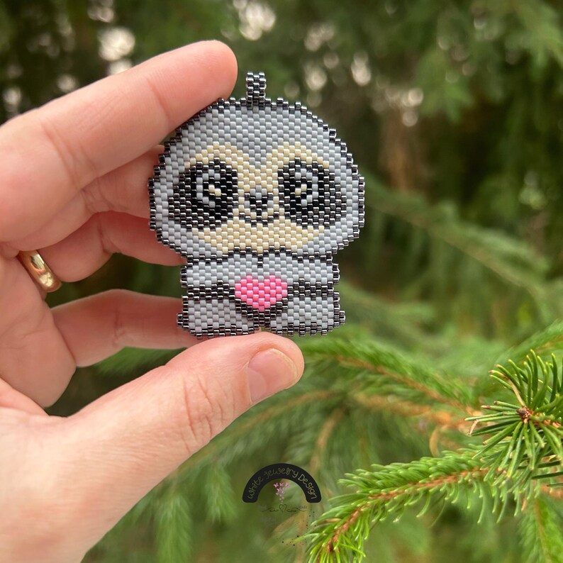 Cute Sloth Bead Pattern – Peyote or Brick Stitch, Miyuki Delica ...